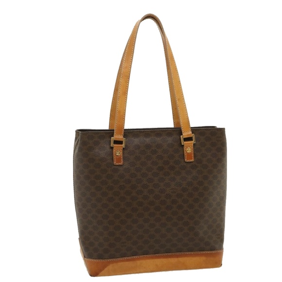 Celine | Bags | Celine Macadam Canvas Tote Bag Pvc Leather Brown Auth ...